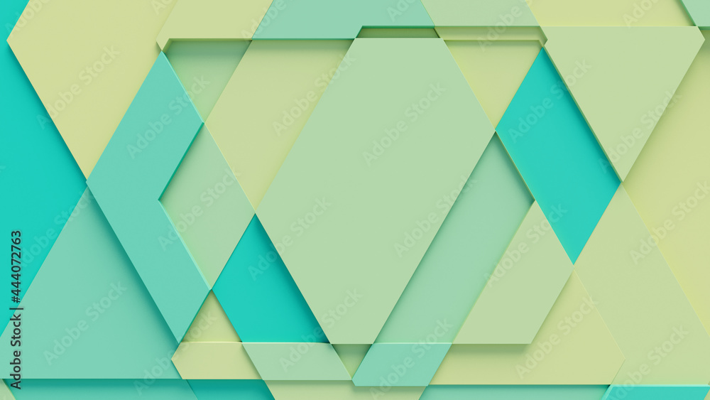 Turquoise and Yellow Tech Background with a Geometric 3D Structure ...
