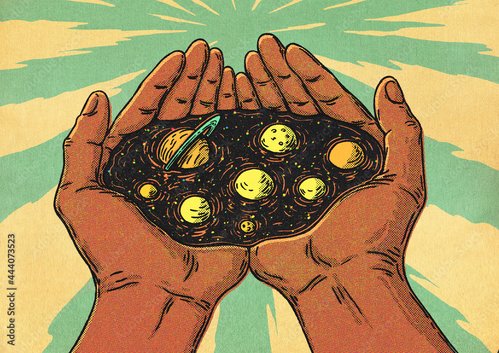 Hands Creating The Solar System Stock Photo | Adobe Stock