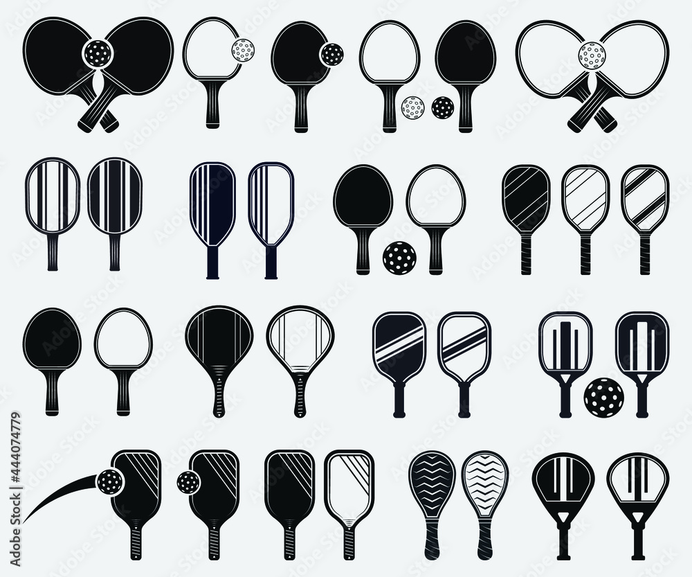 Pickleball paddle Printable Vector Illustration. Pickleball Paddles and ...