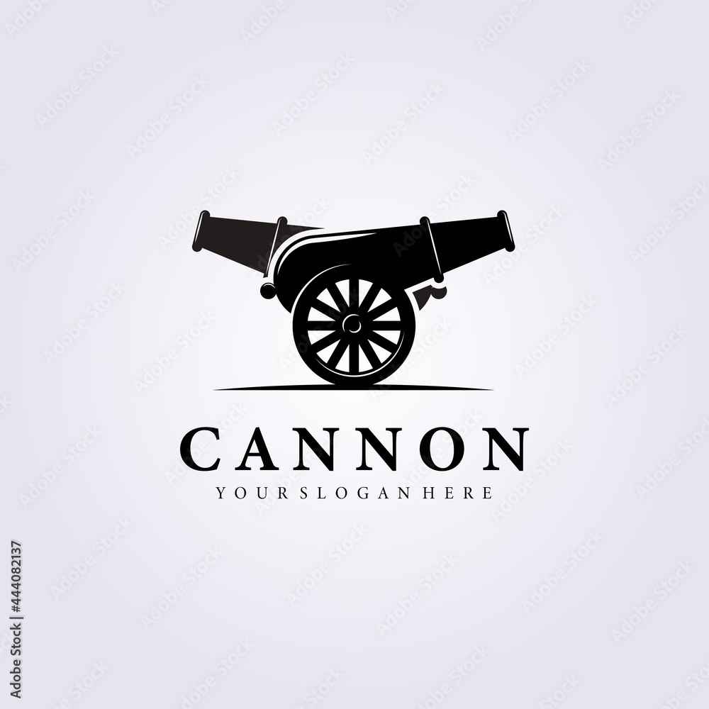double cannon ancient logo vintage vector illustration design ...