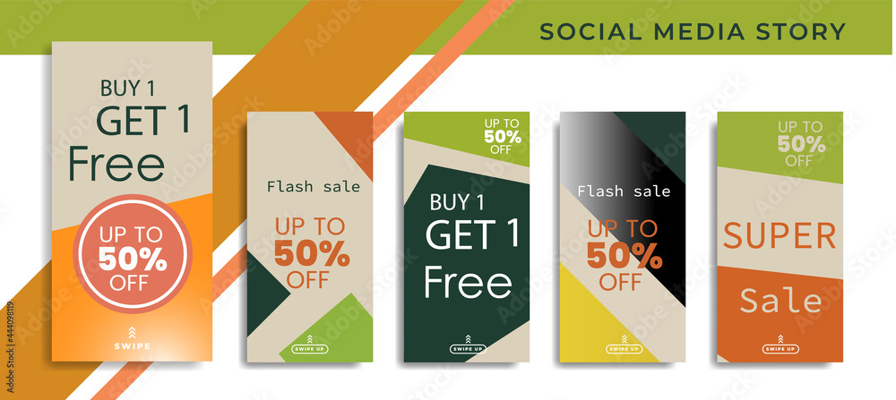 5 set Social Media Network Sales Banner Backgrounds, Mobile App, Poster ...