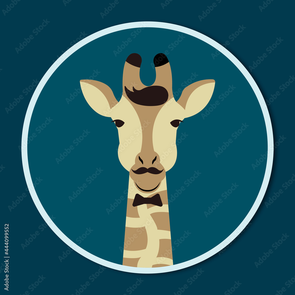 Giraffe George - animal avatar. Giraffe avatar in flat style on dark ...