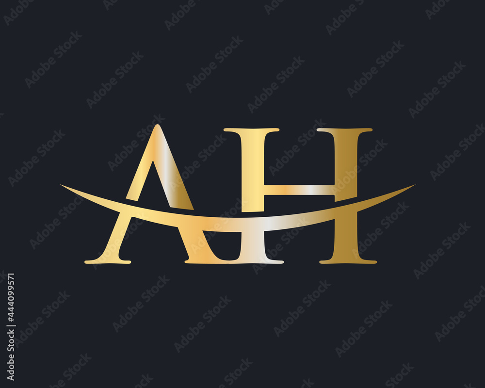 Premium Letter AH Logo Design with water wave concept. AH letter logo ...