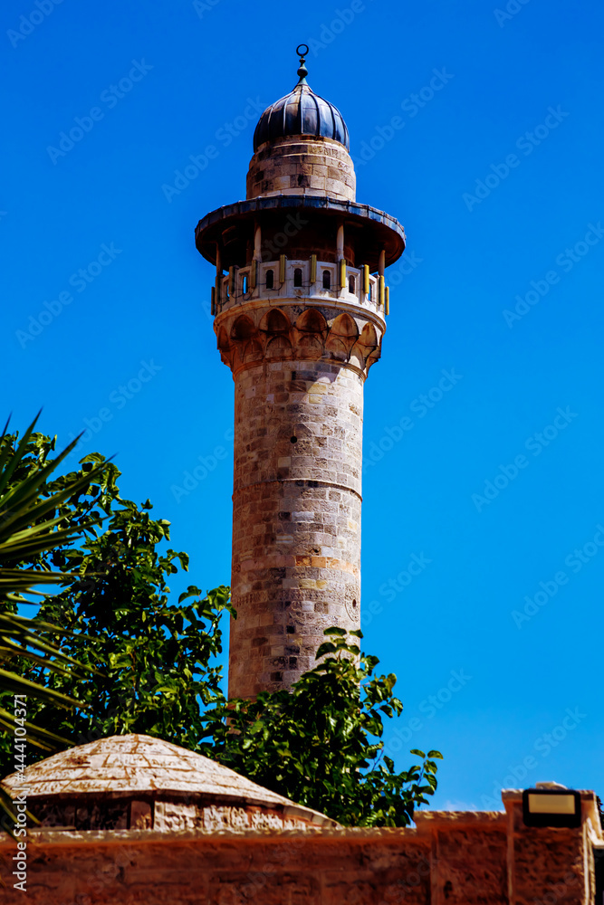 Jerusalem, Israel - 23 June 2021: minaret Minaret al-Asbat was built in ...