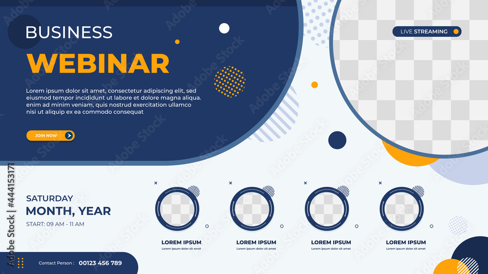 Business webinar banner template for website with multi circle frame ...