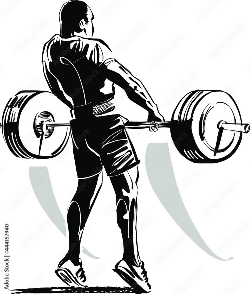 the vector sketch of the weightlifter is lifting weights Stock Vector ...