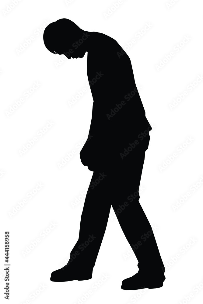 Sad man silhouette vector on white background Stock Vector | Adobe Stock