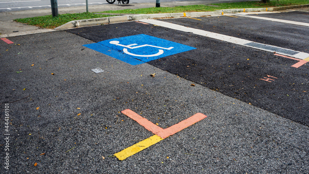 Handicap/Disabled parking lot in an open air carpark Stock Photo ...
