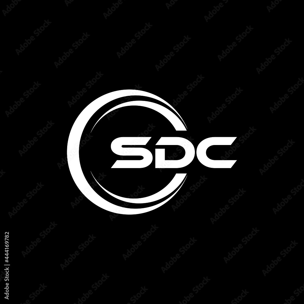 Vettoriale Stock SDC letter logo design with black background in ...