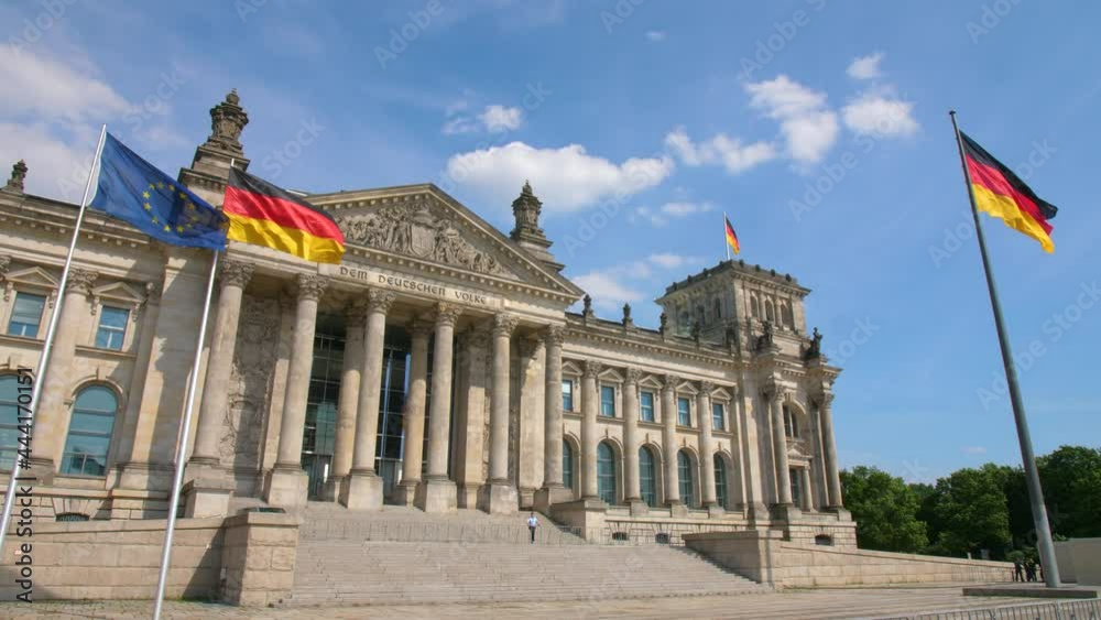 Reichstag Bundestag Berlin Deutschland Germany with german and eu flag ...