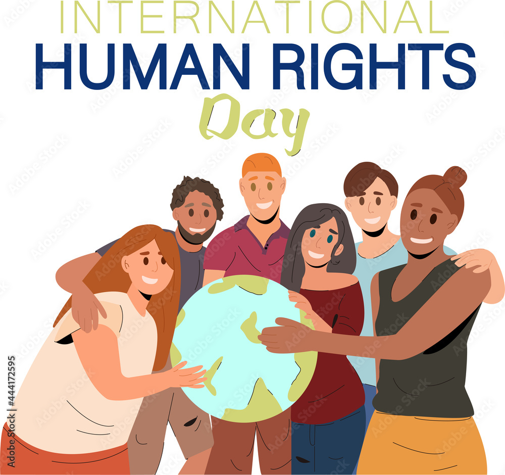 World human rights day concept background. Cartoon illustration of ...