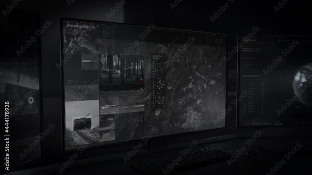 Computer Screen Displaying Images Of Tanks And Map. Locating Position ...