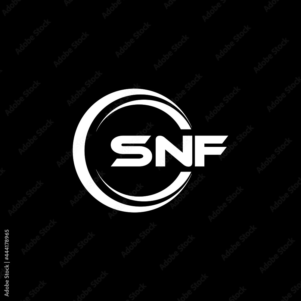 SNF letter logo design with black background in illustrator, vector ...