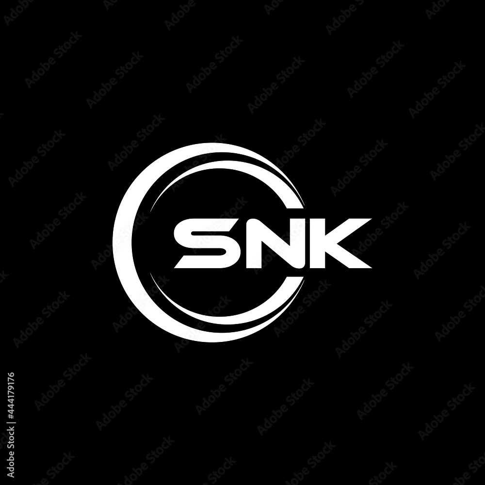 SNK letter logo design with black background in illustrator, vector ...