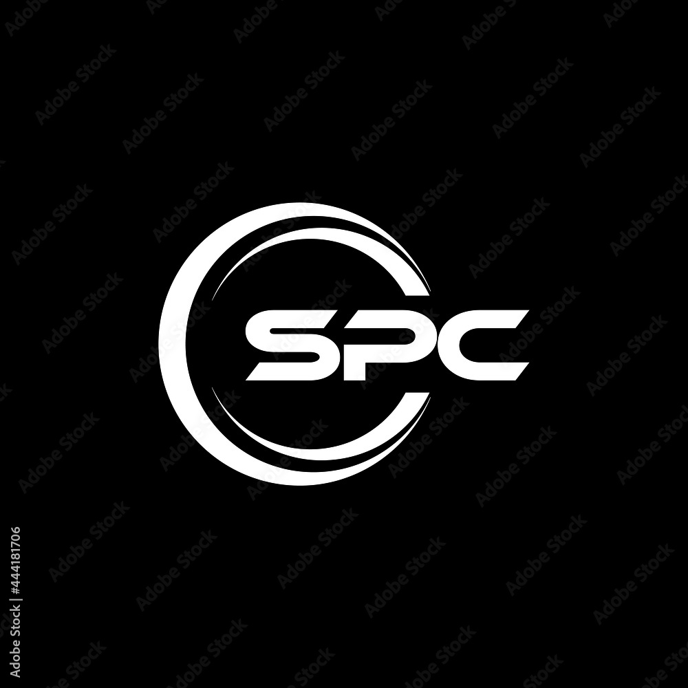 SPC letter logo design with black background in illustrator, vector ...