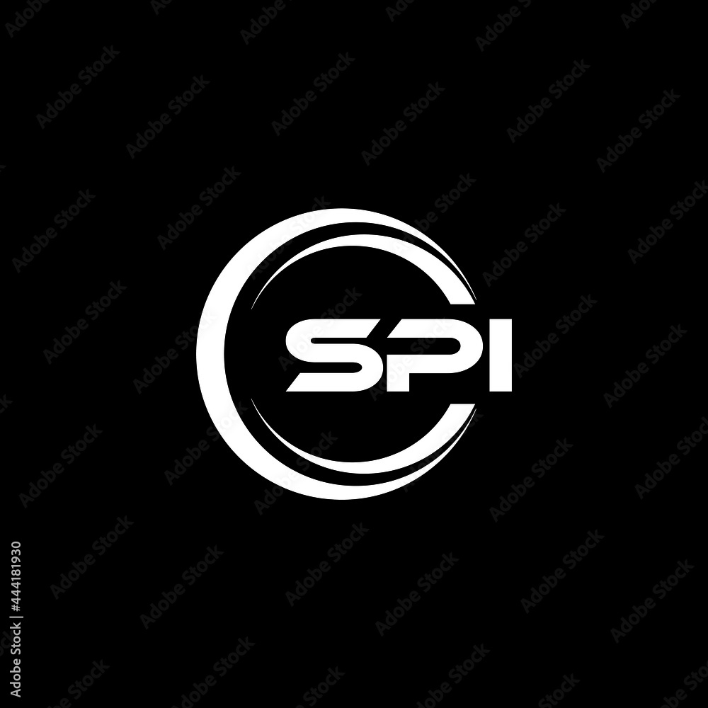 Vettoriale Stock SPI letter logo design with black background in ...