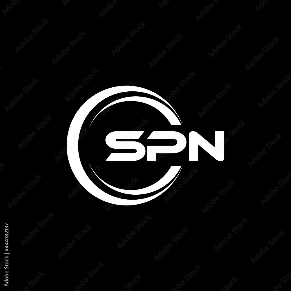 SPN letter logo design with black background in illustrator, vector ...