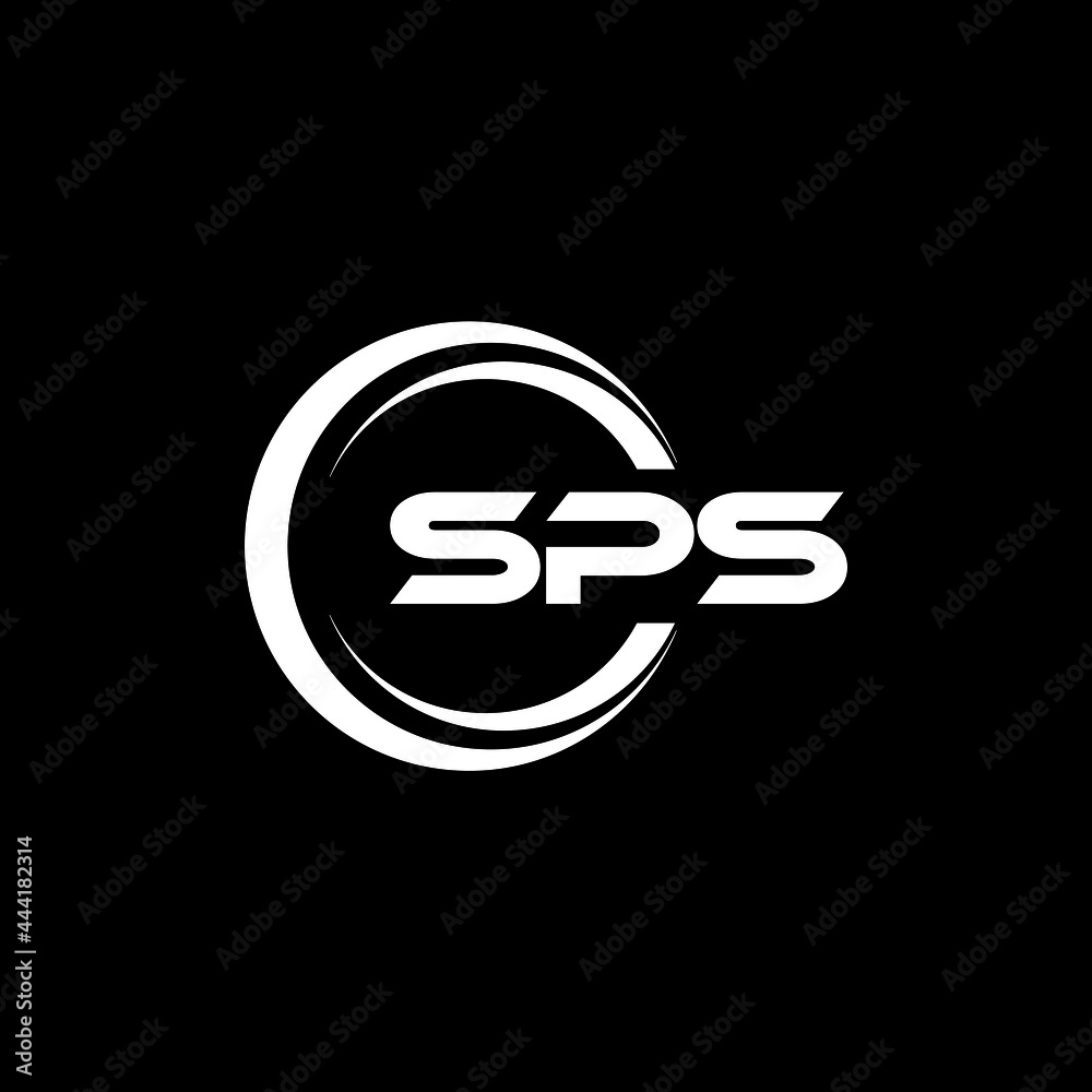 Vetor do Stock: SPS letter logo design with black background in ...