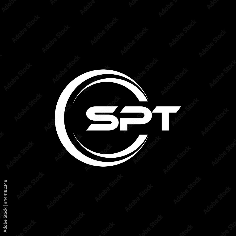 SPT letter logo design with black background in illustrator, vector ...