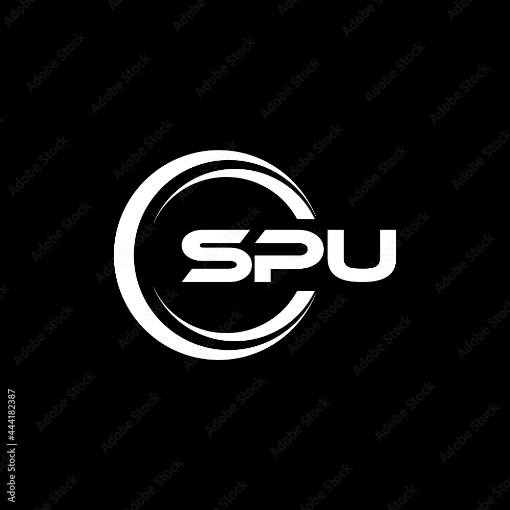 Vetor do Stock: SPU letter logo design with black background in ...