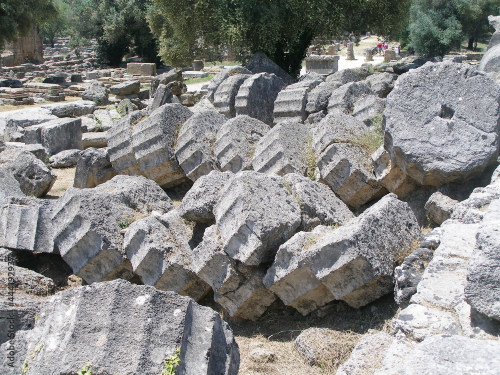 the remains of the stone columns at the ancient temple of zeus ...