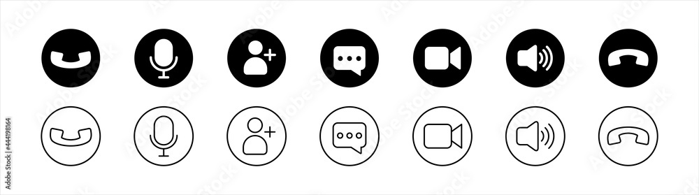 Collections of Video call icon , Video conference, set of buttons ...
