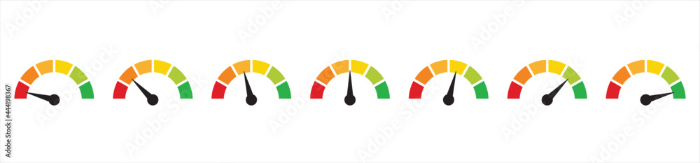 Speedometer set icon color chart. indicators speedometer. Satisfaction ...