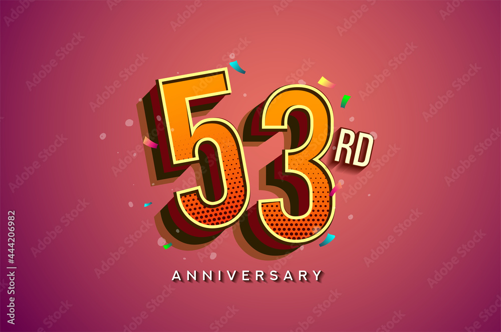 53rd Anniversary Logo Design With Colorful Confetti, Birthday Greeting ...