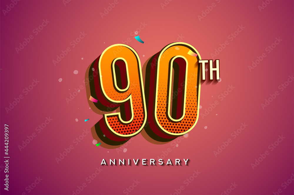 90th Anniversary Logo Design With Colorful Confetti, Birthday Greeting ...