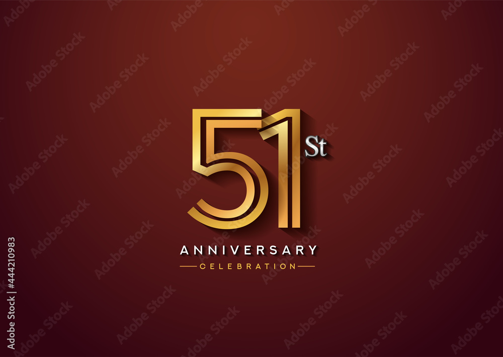 51st anniversary celebration logotype with linked number gold and ...
