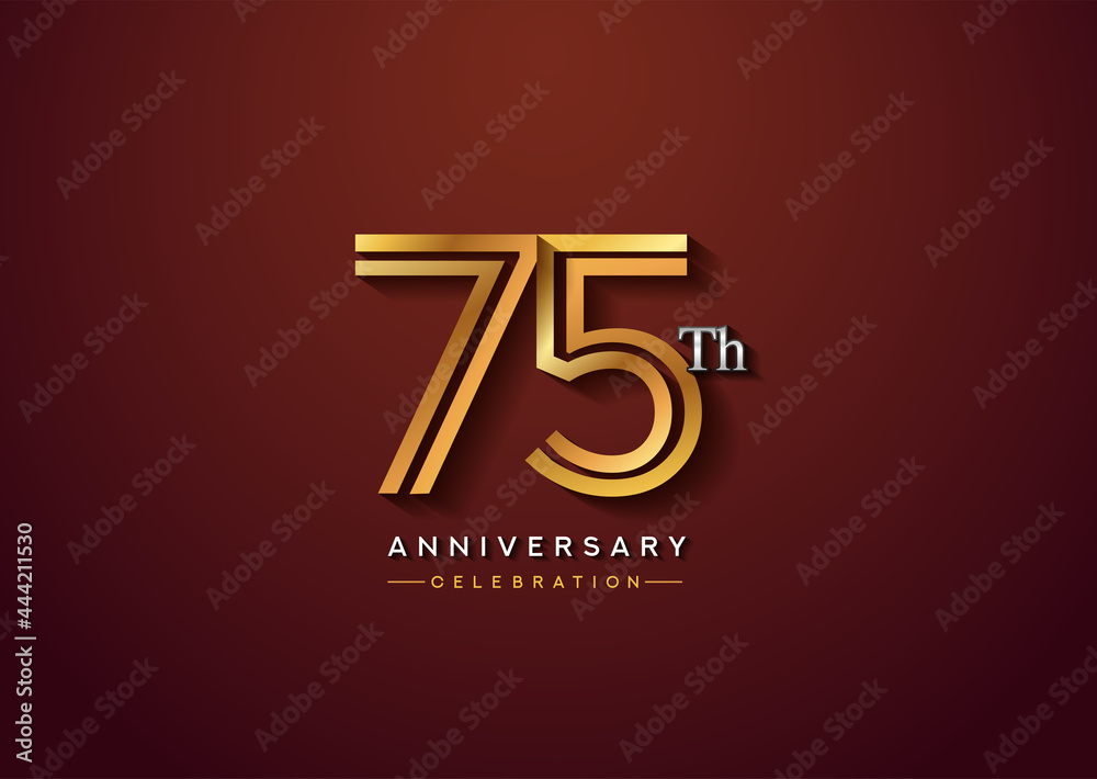 75th anniversary celebration logotype with linked number gold and ...
