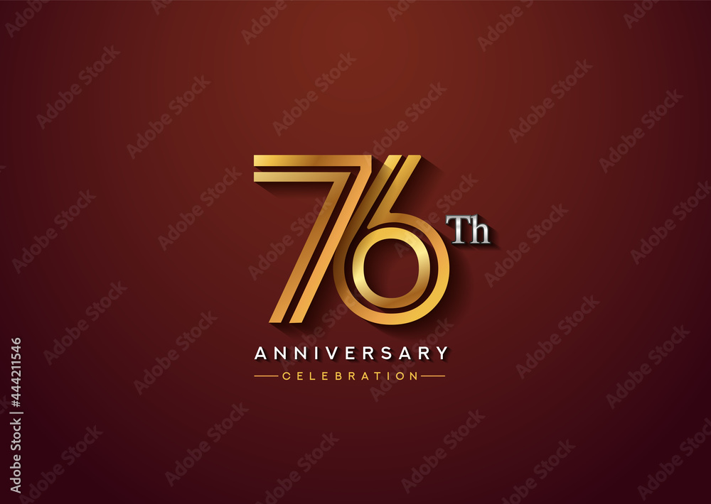 76th anniversary celebration logotype with linked number gold and ...