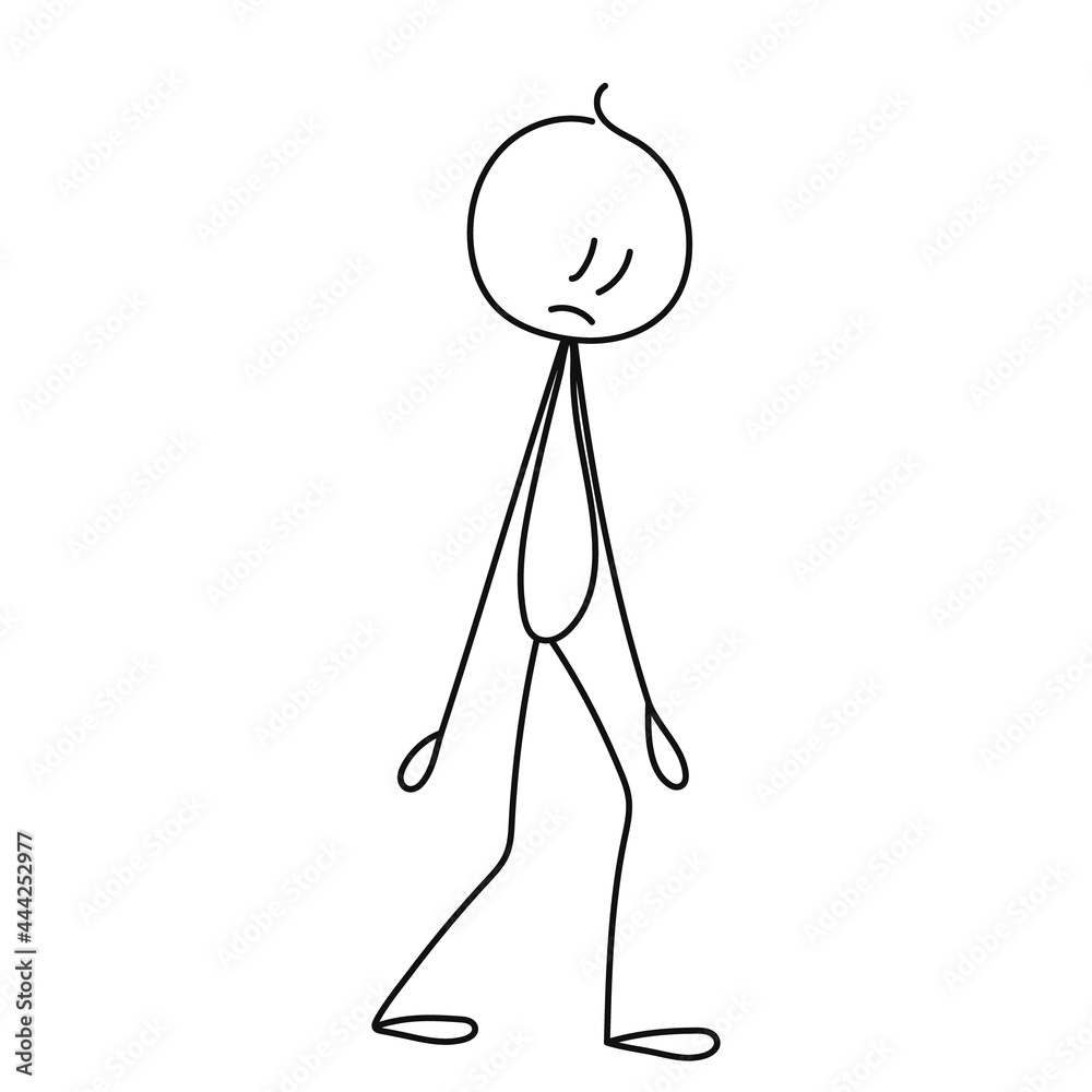 stick figure sad man isolated, vector Stock Vector | Adobe Stock