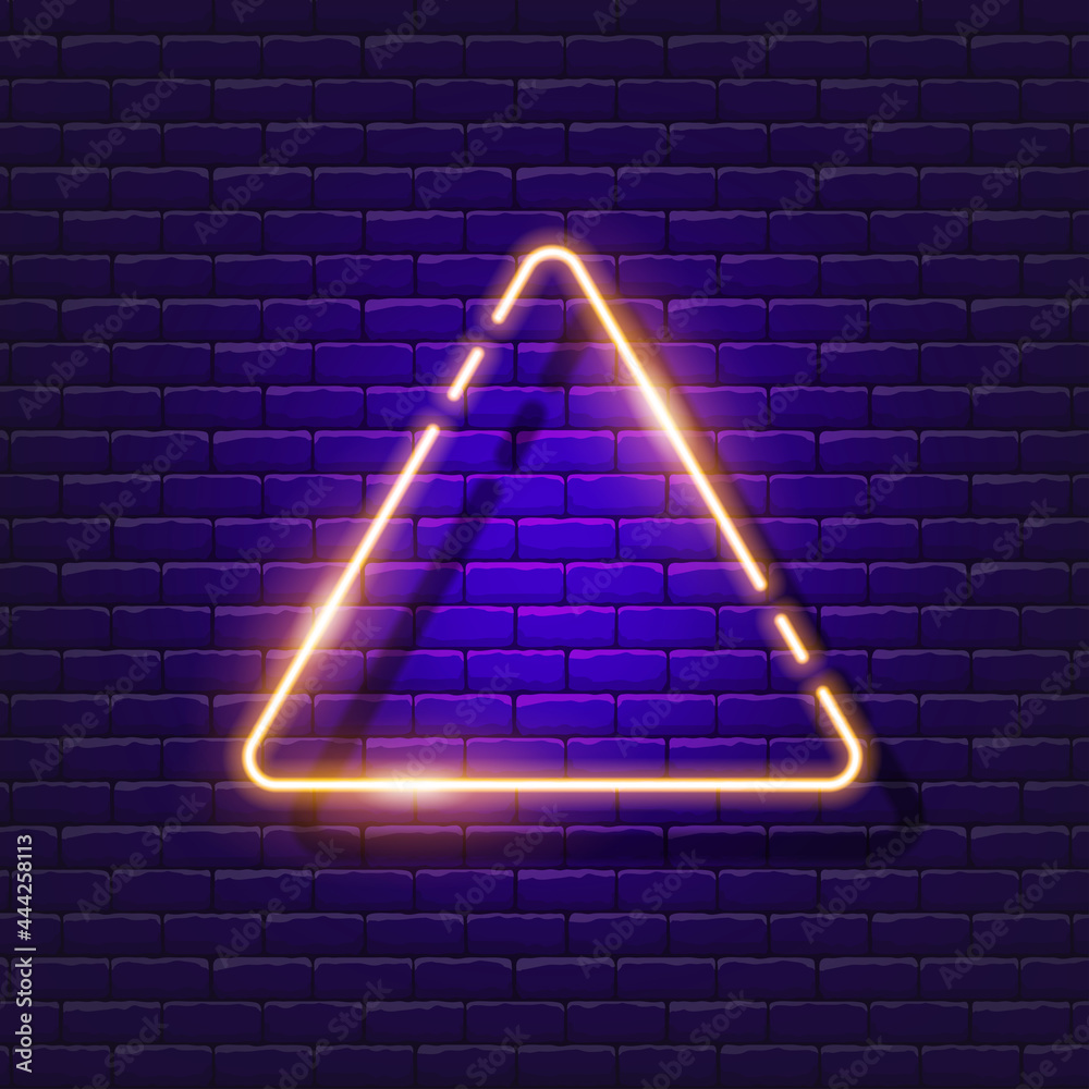 Triangle neon sign. Geometric shapes polygon glowing sign. Vector ...