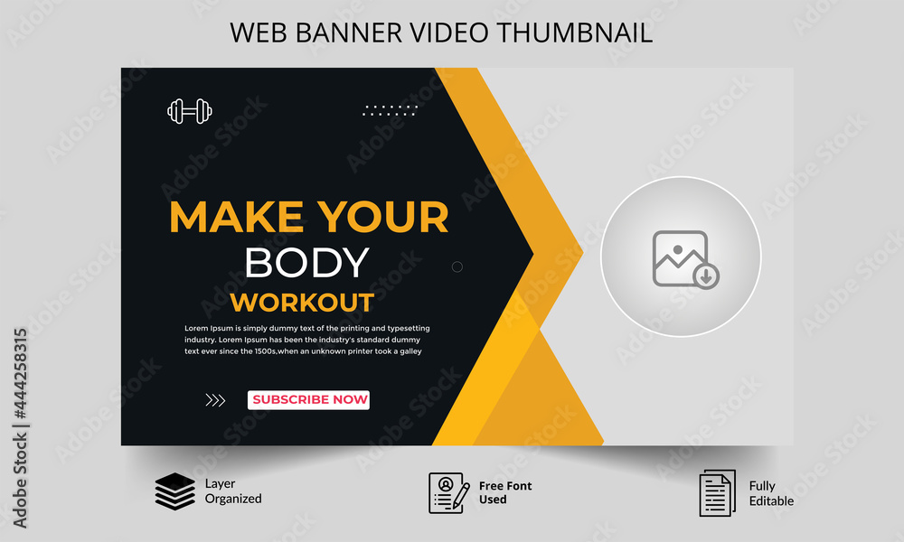 Fitness gym training class thumbnail design for any videos. Fitness gym ...