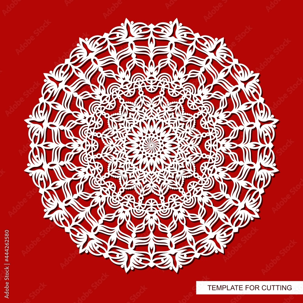 Decorative panel with a mandala. Round openwork element. Abstract ...