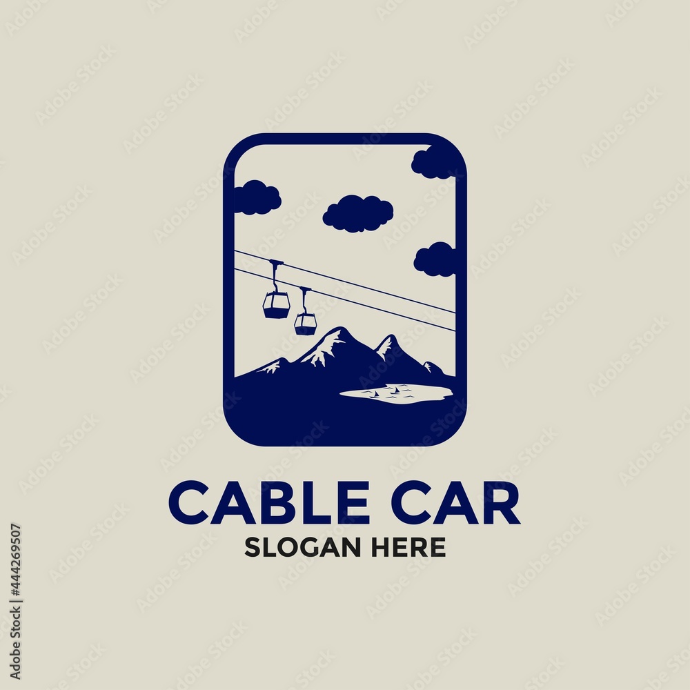 Mountain cable car logo, icon or symbol design template, vector ...