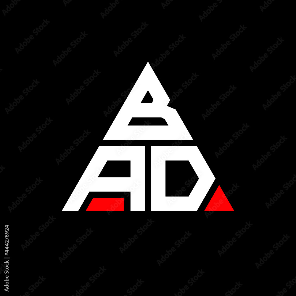 BAD triangle letter logo design with triangle shape. BAD triangle logo ...