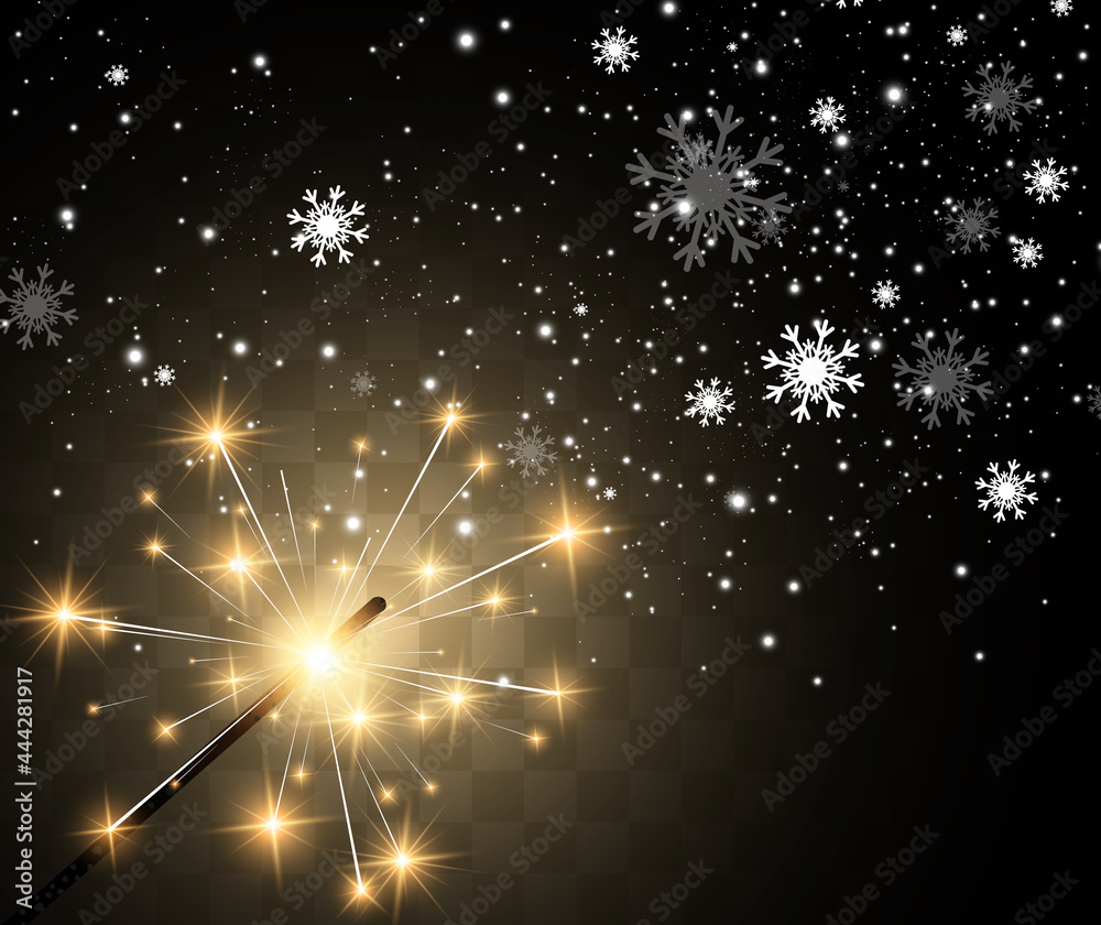 Vector illustration of flying snow on a transparent background.Natural ...