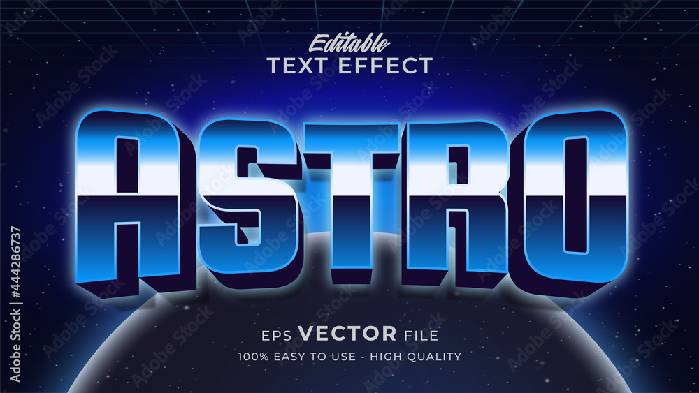 Space Game text effect editable retro futuristic text style Stock ...