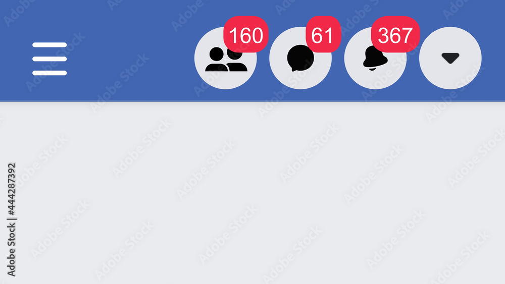 New incoming notification messages, friends, connection alert icon on ...