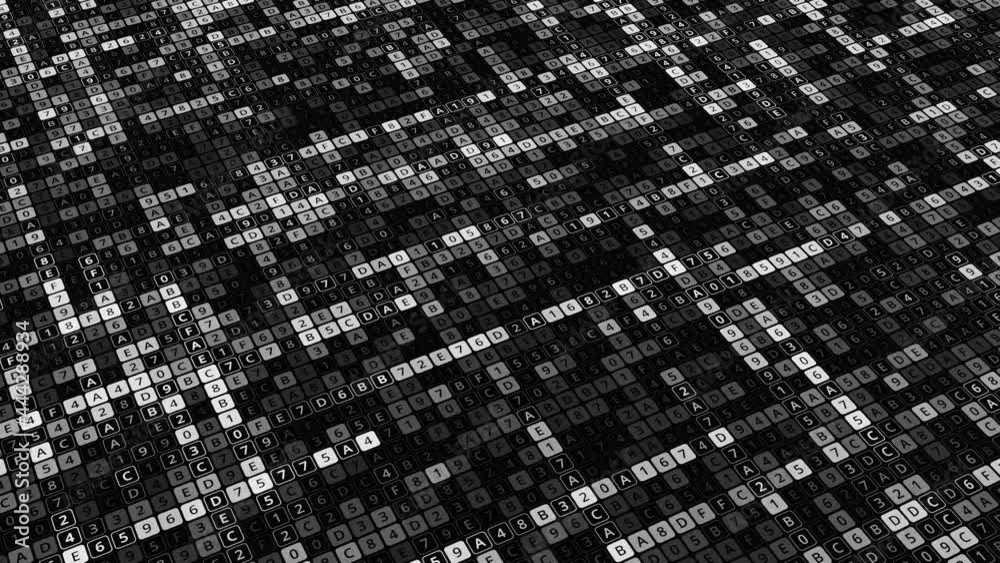 Background with cells and changing numbers. Animation. Computer field ...