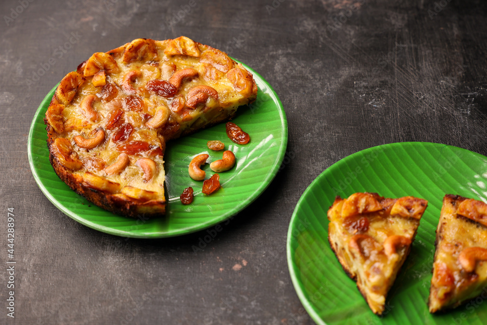 Malabar banana cake kayappola , pazham pola , banana pie made in ...