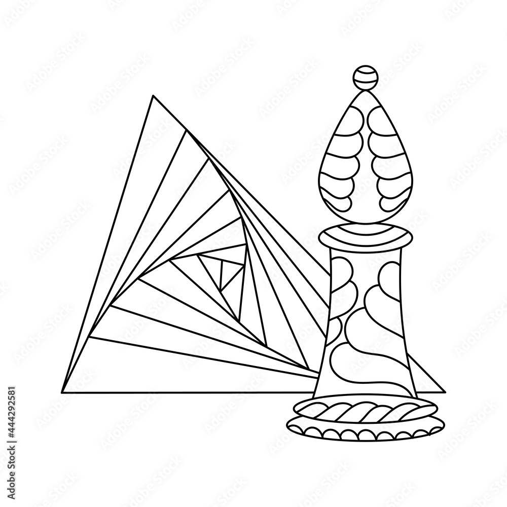 Chess coloring book. Hand drawn Vector Line illustration. Adult ...