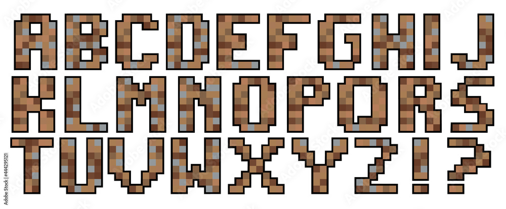 Vetor de wooden alphabet letters pixel art do Stock | Adobe Stock