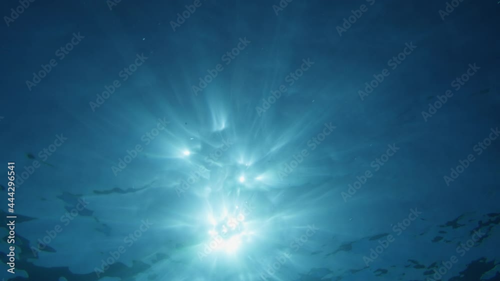 Vidéo Stock Underwater Godrays effect. Sun beams penetrating wavy ocean ...
