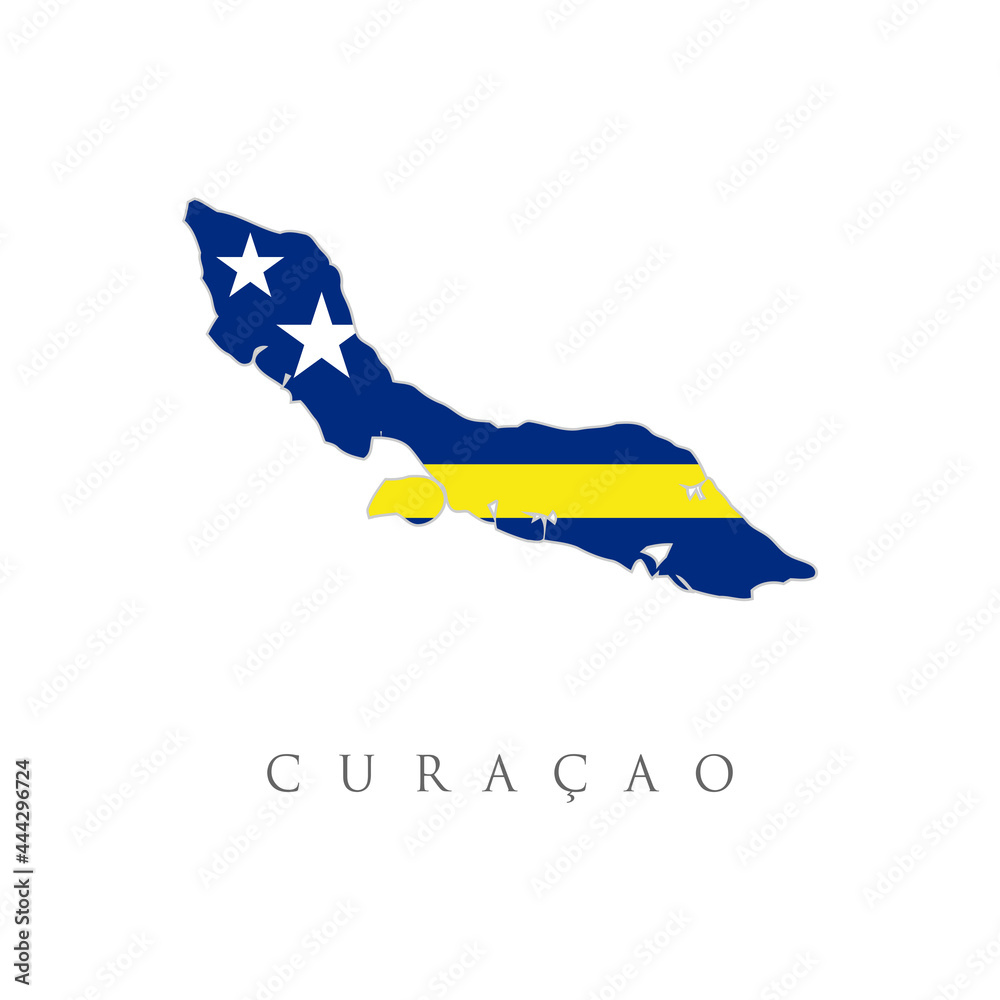 Curacao map colored with flag colors isolated vector illustration ...