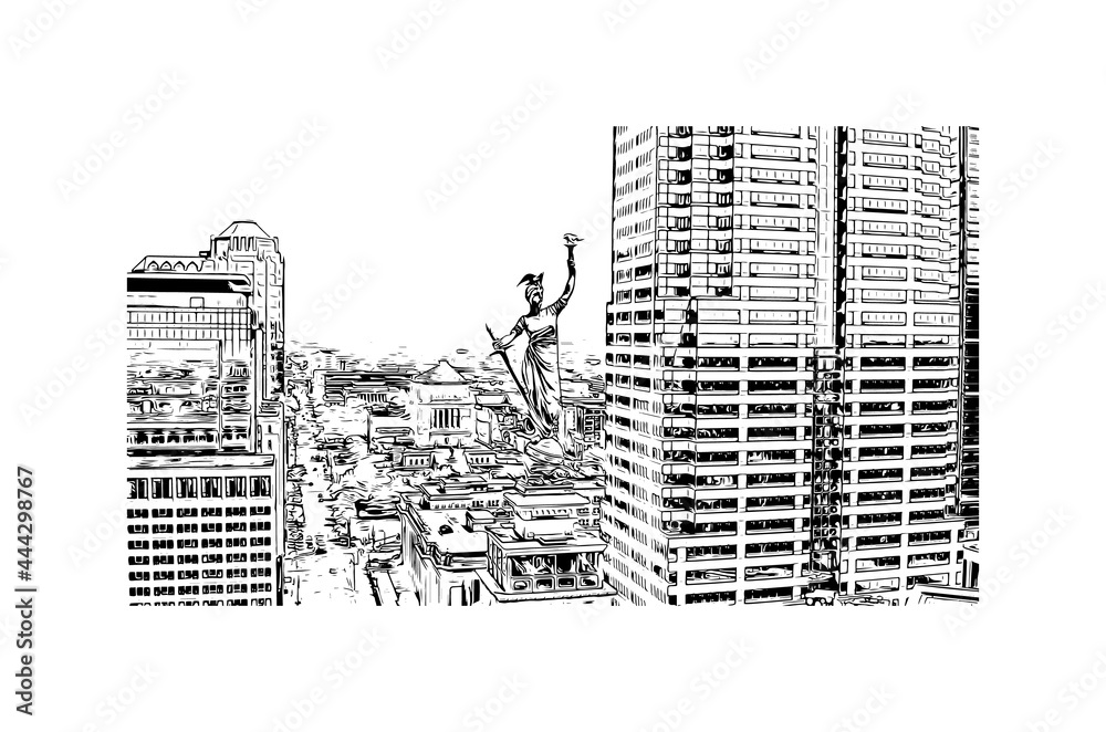 Building view with landmark of Indianapolis is the city in Indiana ...