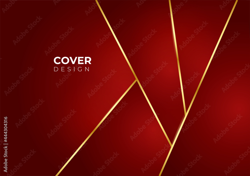 Red and gold background with scrollworks and golden lines. Stock Vector ...