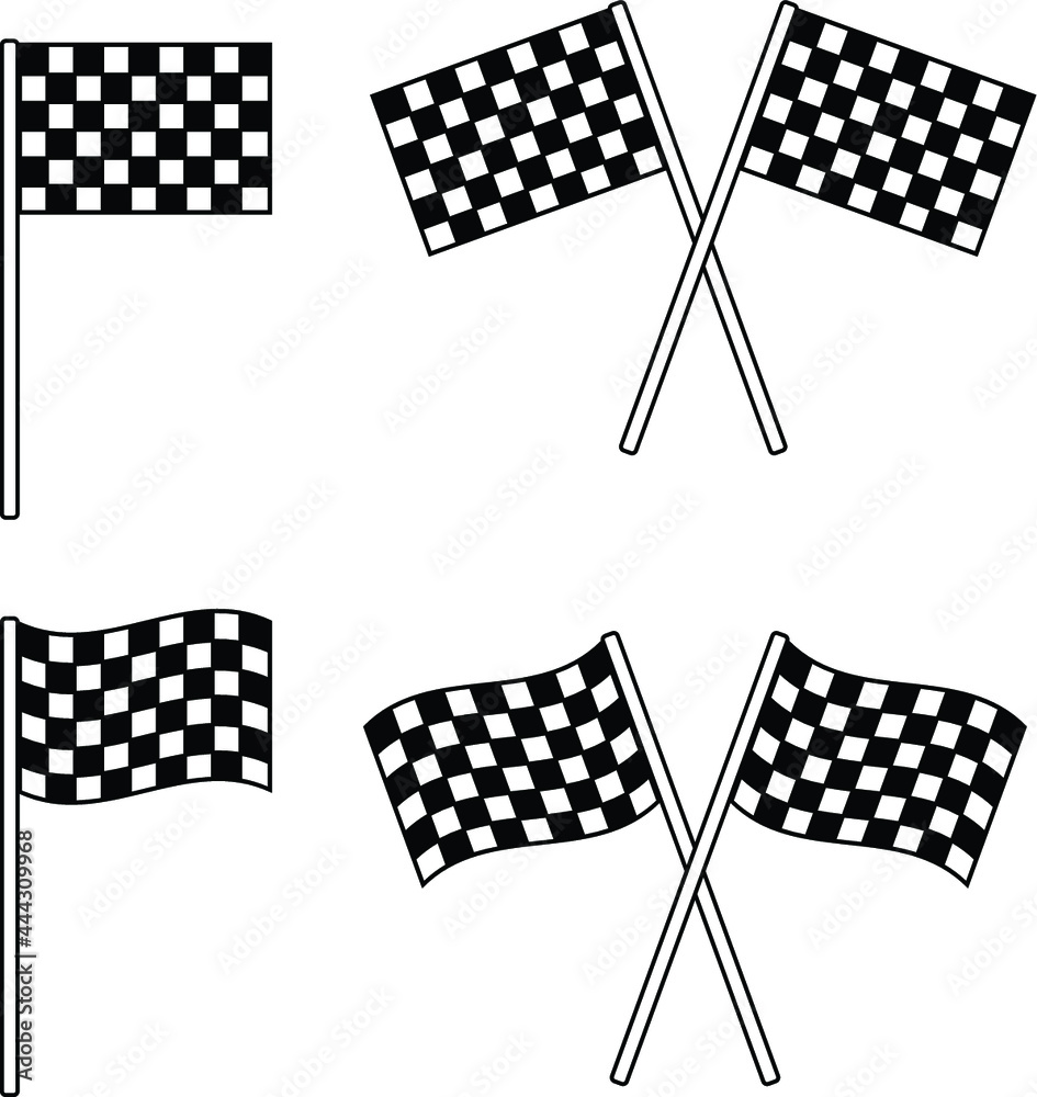 Checkered Racing Flags Clipart Set - Straight and Crossed Stock Vector ...
